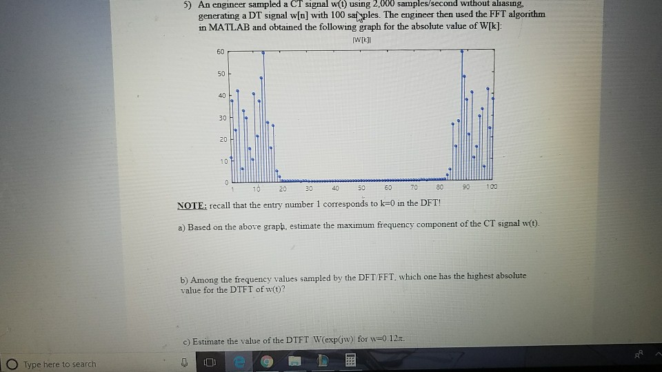 Solved 5) An engineer sampled a CT signal w() using 2,000 | Chegg.com