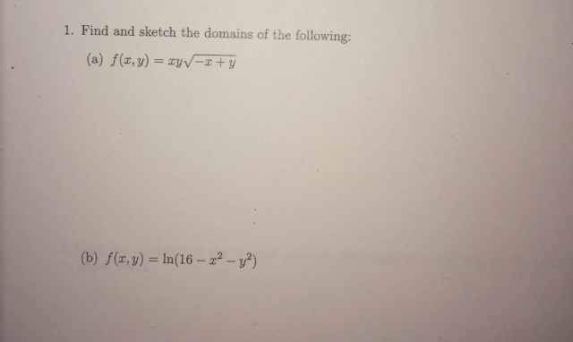 Solved Find and sketch the domains of the following: (b) | Chegg.com