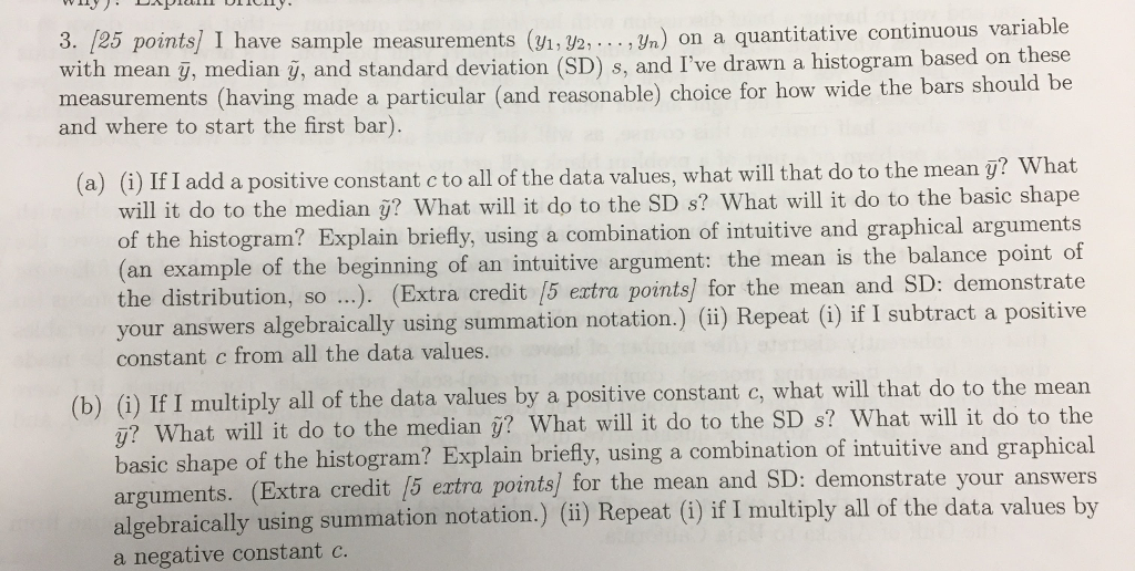 ve sample measurements (1, 2. . n) on a quantitative | Chegg.com