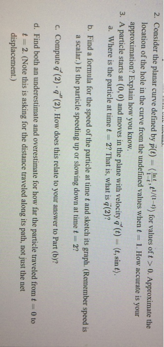 Solved Consider the planar curve defined by p(t) = (ln | Chegg.com