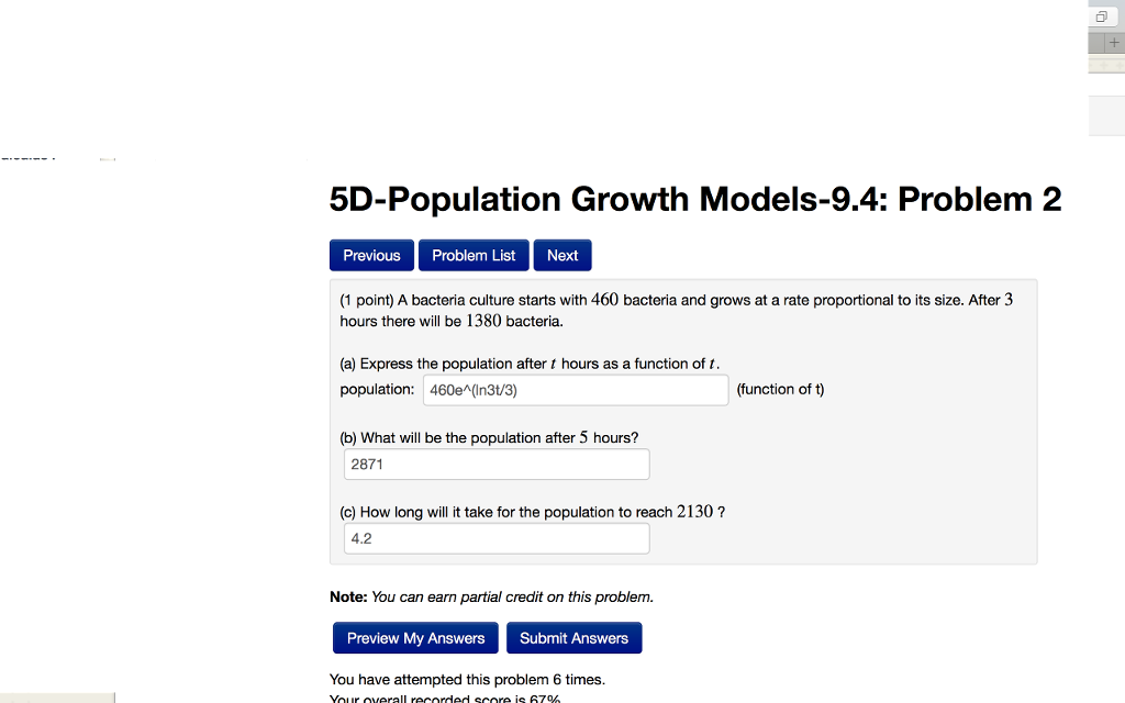 Solved 5D-Population Growth Models-9.4: Problem 2 Previous | Chegg.com