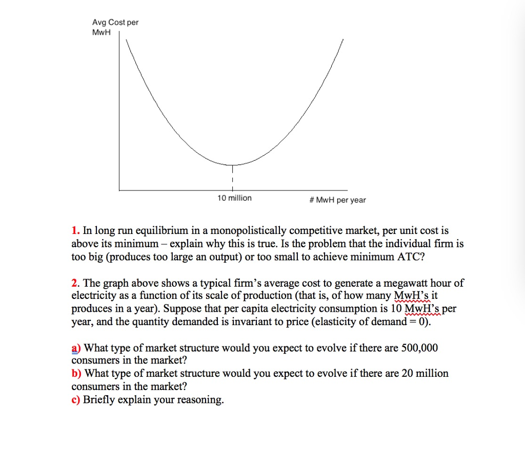 Solved Avg Cost per MwH 10 million # MwH per year 1. In long | Chegg.com