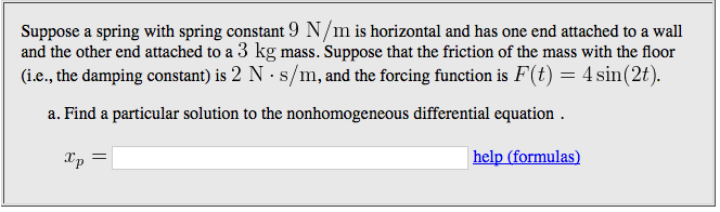 Solved Suppose A Spring With Spring Constant 9 N M Is