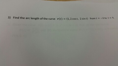Solved Find the arc length of the curve r(t)= (1, 2 cost, 2 | Chegg.com