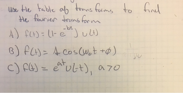 Solved Use the Fourier table of transforms to find a Fourier | Chegg.com