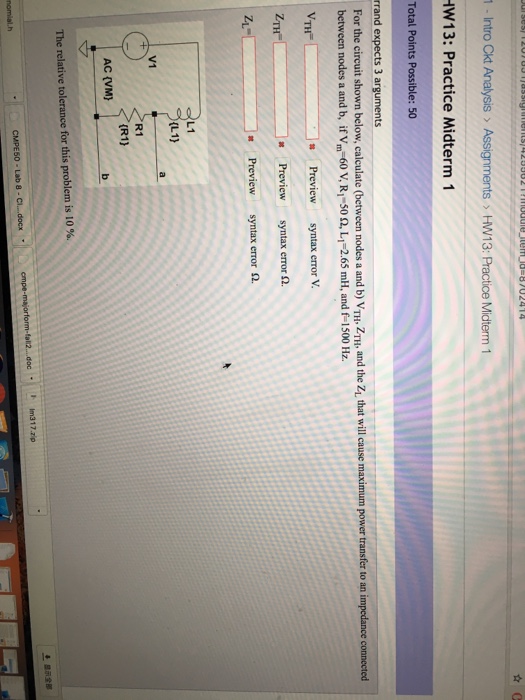 Solved For the circuit shown below, calculate (between nodes | Chegg.com