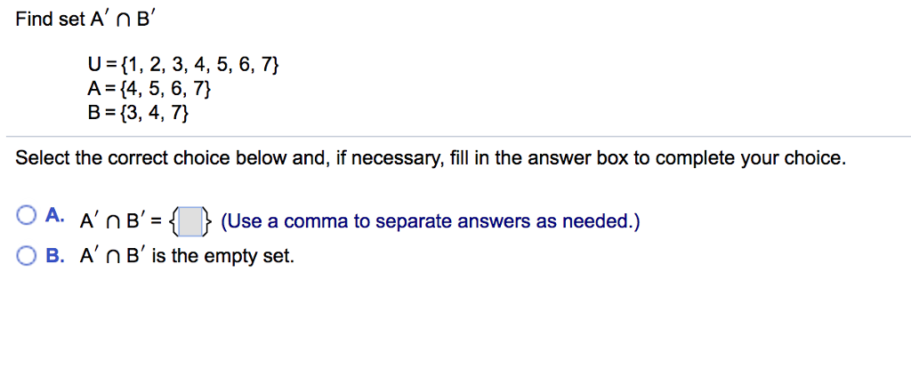 Solved Find the set AU B. U {1, 2, 3, 4, 5, 6, 7, 8, 9 A 13, | Chegg.com