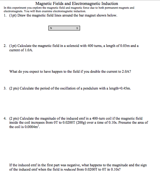 Solved Magnetic Fields and Electromagnetic Induction In this | Chegg.com