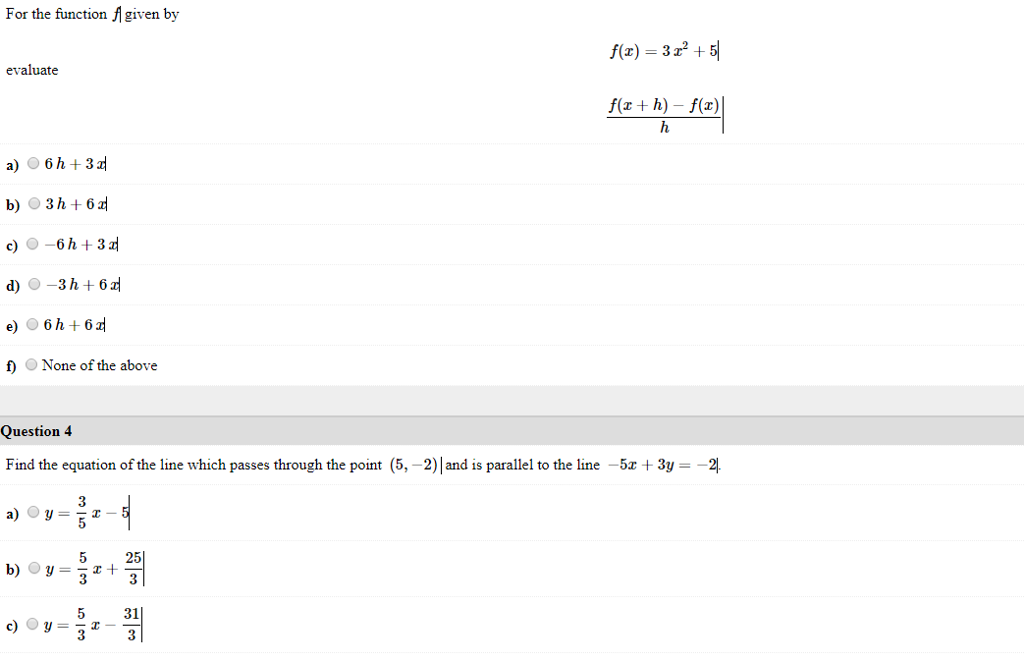 Solved For the function f given by f(x) = 3x^2 + 5 | Chegg.com