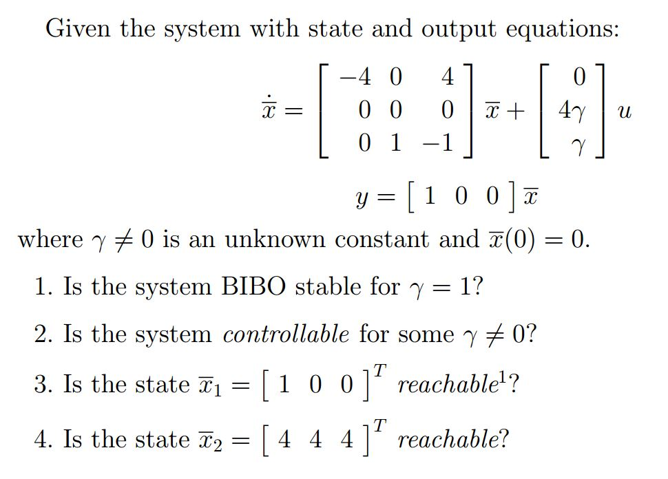 Given the system with state and output equations: | Chegg.com