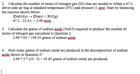 Solved 2. Calculate the number of moles of nitrogen gas (N2) | Chegg.com