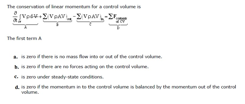 Solved The conservation of linear momentum for a control | Chegg.com