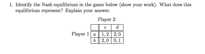 Solved Identify the Nash equilibrium in the game below (show | Chegg.com