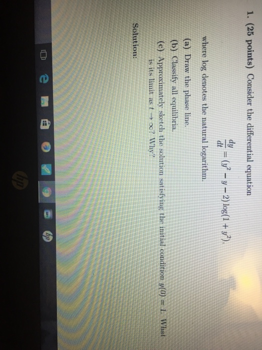 Solved Consider the differential equation dy/dt = (y^2 - y | Chegg.com