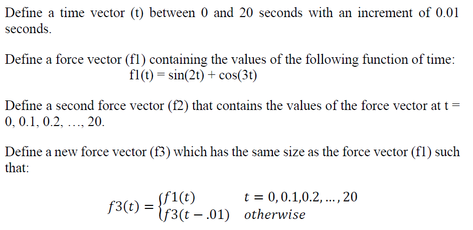 Solved Define A Time Vector T Between 0 And 20 Seconds 