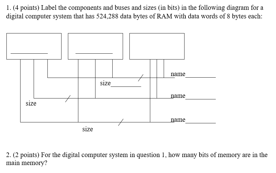 1.(4 points) Label the components and buses and sizes | Chegg.com