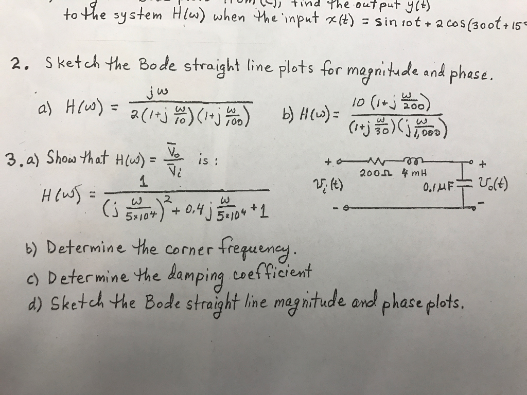Solved Sketch the Bode straight line plots for magnitude and | Chegg.com