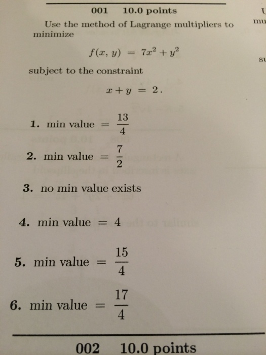 Solved Use the method of Lagrange multipliers to minimize | Chegg.com