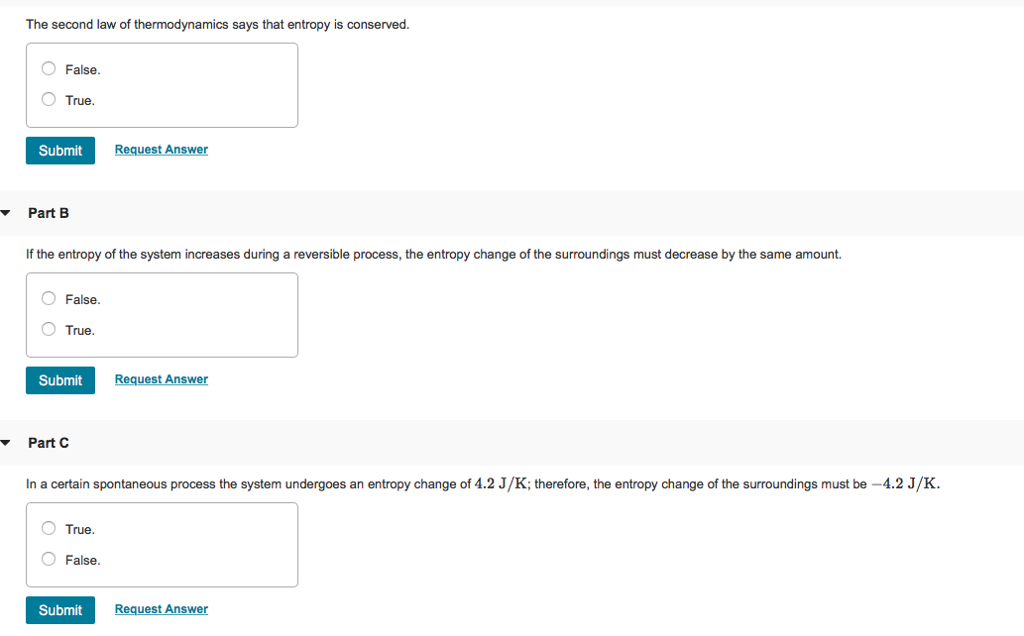 Solved The second law of thermodynamics says that entropy is | Chegg.com