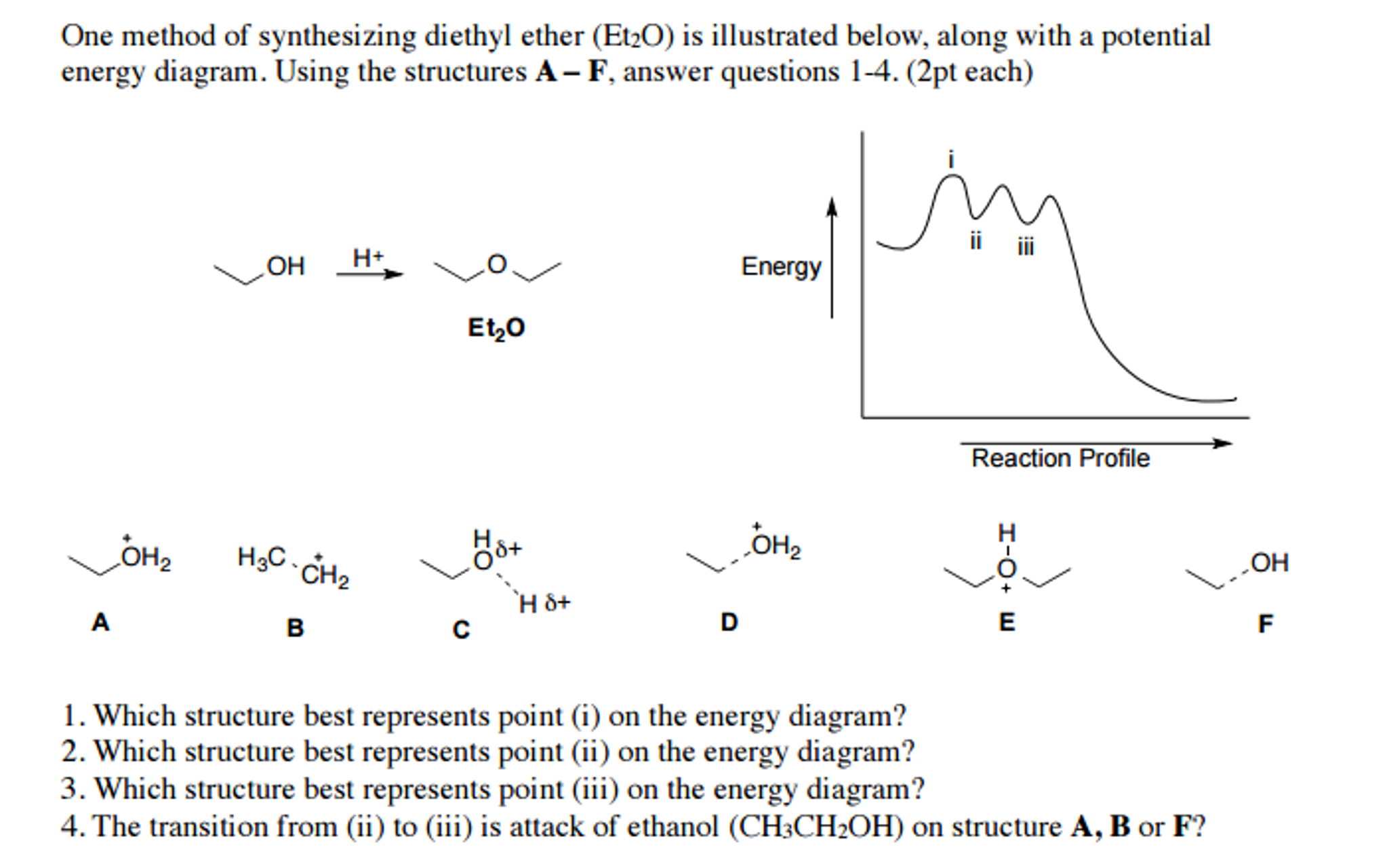 Solved One method of synthesizing diethyl ether (Et_2 O) is | Chegg.com