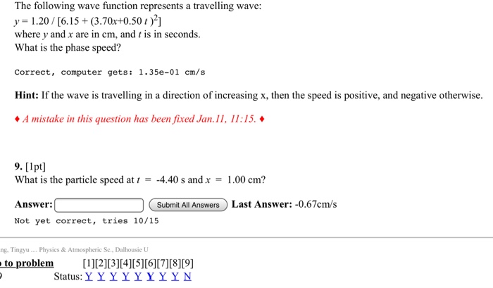 Solved The following wave function represents a travelling | Chegg.com