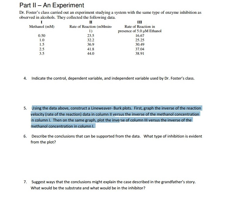 Solved Dr. Foster's class carried out an experiment studying | Chegg.com