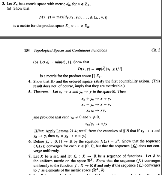 Solved 3. Let Xn be a metric space with metric dn, for n E Z | Chegg.com