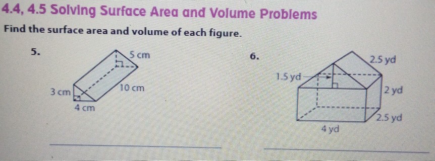 Solved 4.4, 4.5 Solving Surface Area and Volume Problems | Chegg.com