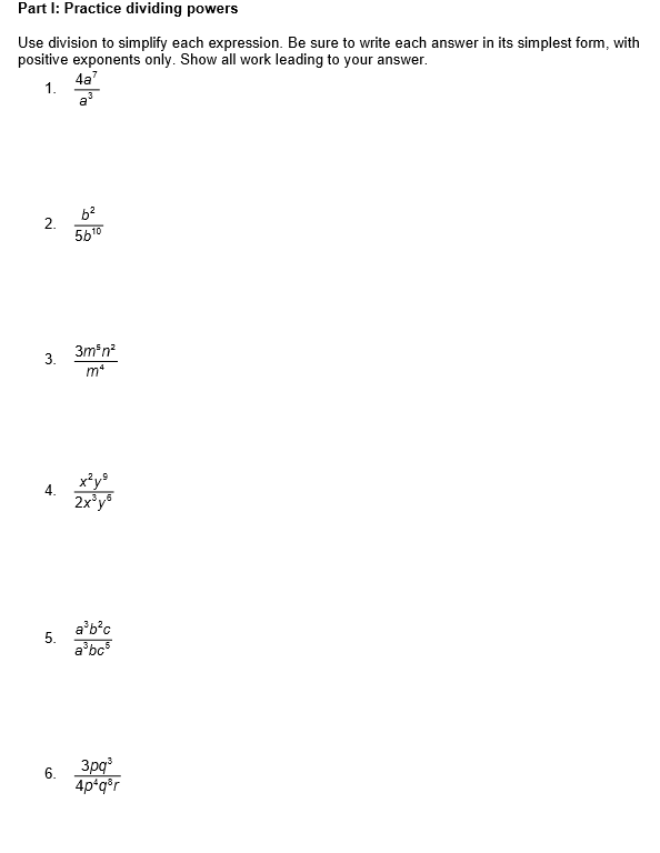 Solved Part II: Dividing Powers to Solve Real-world Problems | Chegg.com