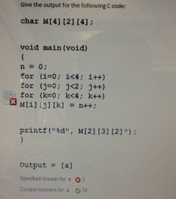 Solved Give the output for the following C code: char | Chegg.com