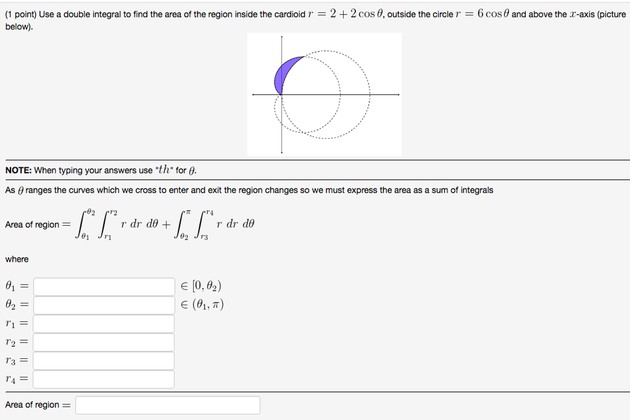 Solved Use a double integral to find the area of the region | Chegg.com