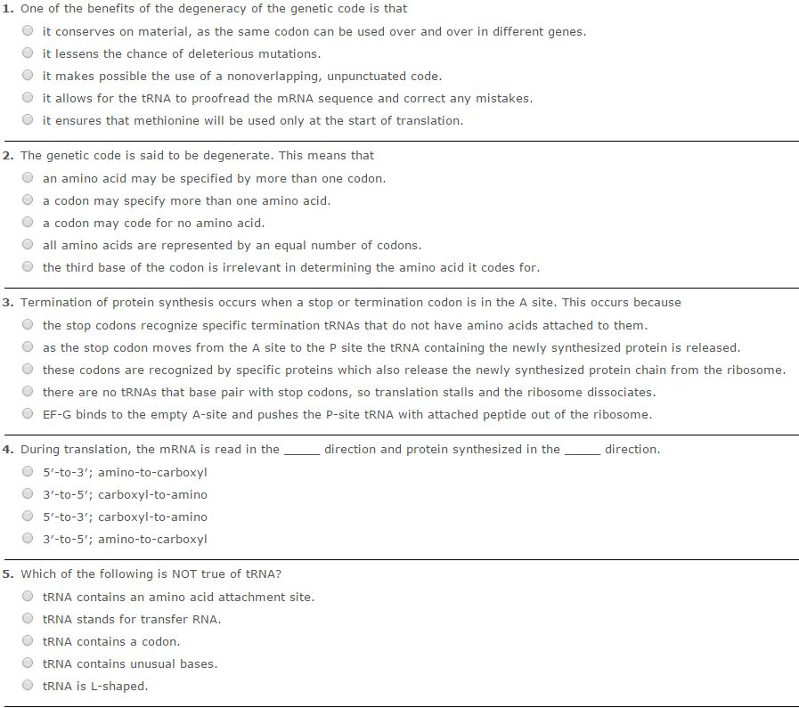 Solved One of the benefits of the degeneracy of the genetic | Chegg.com