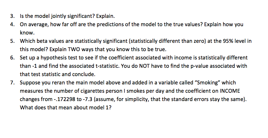 Solved Use the following gretl output for the questions that | Chegg.com
