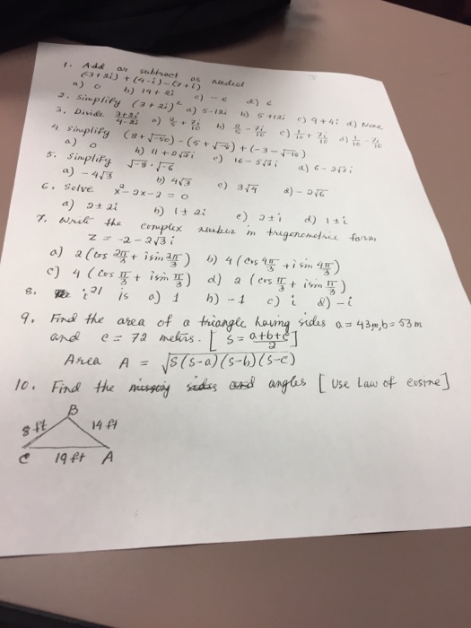 Solved Add Or Subtract As Needed 3 2i 4 I 7 Chegg