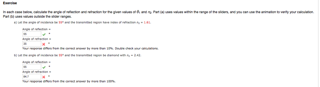 Solved In each case below, calculate the angle of reflection | Chegg.com