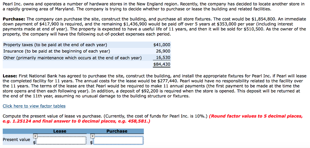 Solved Pearl Inc. owns and operates a number of hardware | Chegg.com