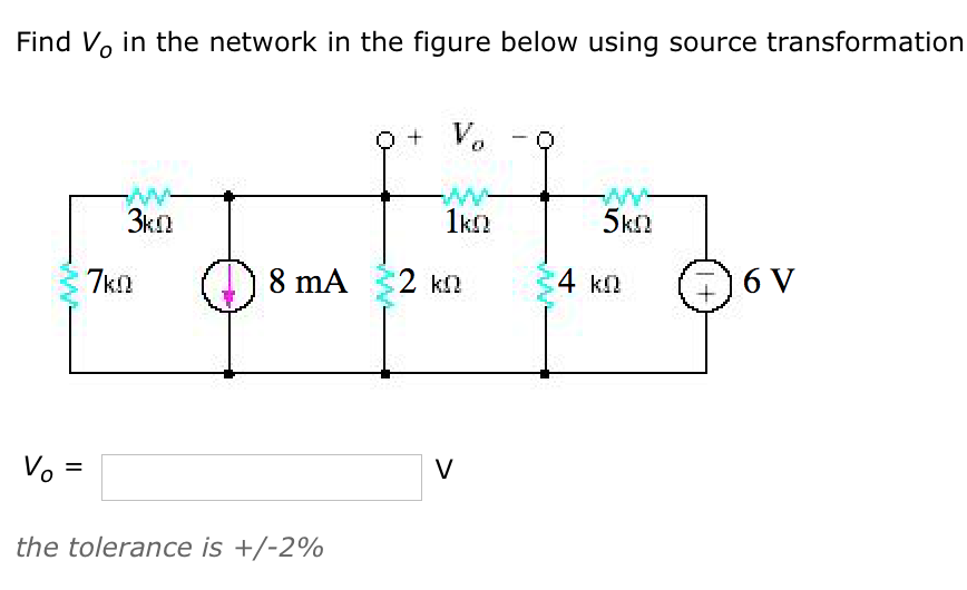 Solved Find Vo In The Network In The Figure Below Using 