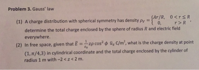 Solved Help with Gauss' Law problem Read (1) and | Chegg.com