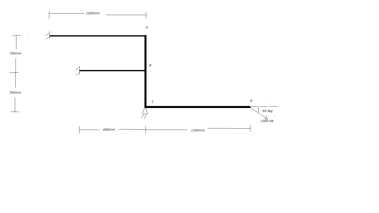 Solved A rigid L shaped link (ABCD) is supported by a pin at | Chegg.com