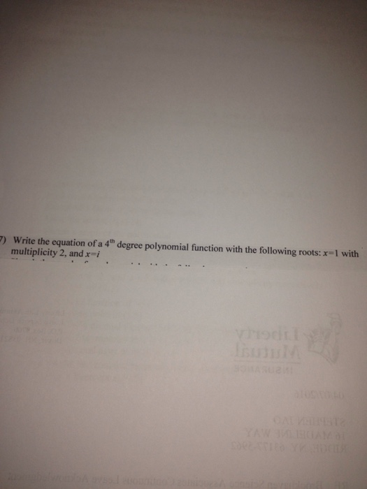 Solved Write the equation of a 4th degree polynomial | Chegg.com