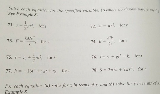 Solved Solve each equation for the specified variable. | Chegg.com
