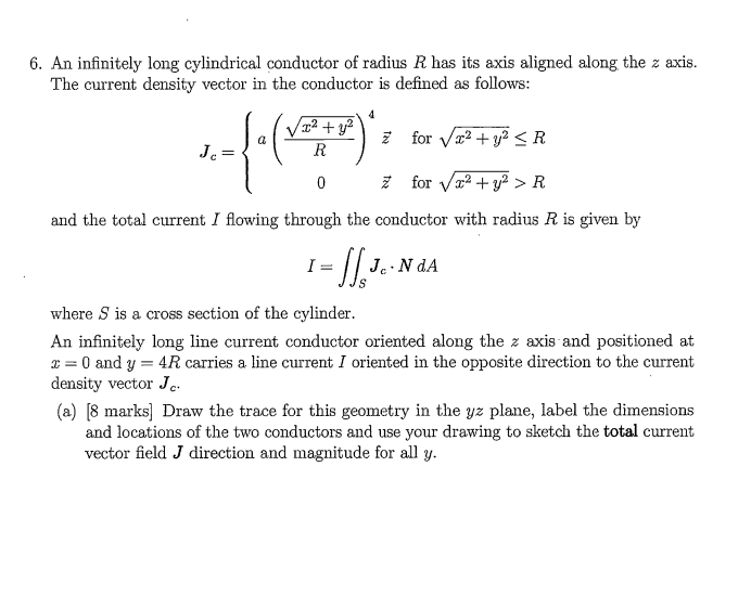 Solved 6. An infinitely long cylindrical conductor of radius | Chegg.com