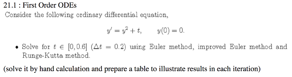 Solved First Order ODEs Consider the following ordinary | Chegg.com