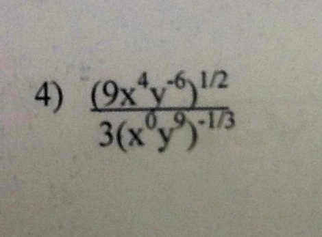 Solved (9x4y-6)1/2 / 3(x0y9)-1/3 | Chegg.com