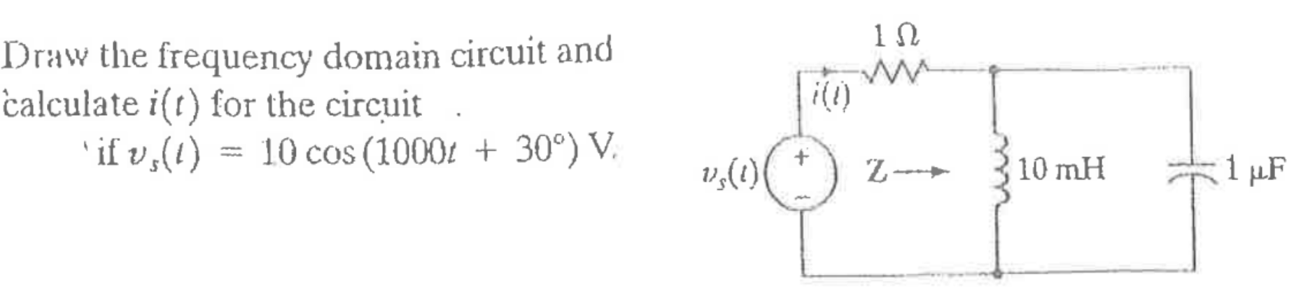 Draw the frequency domain circuit and calculate i( | Chegg.com