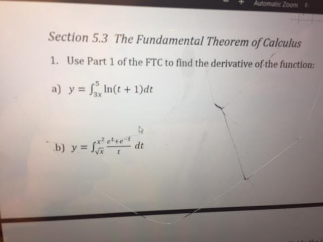 Solved Use part 1 of the FTC to find the derivative of the | Chegg.com