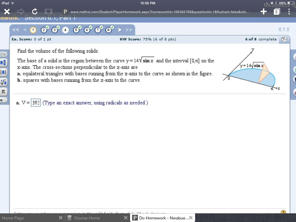 Solved Find the volume of the following solids The base of | Chegg.com