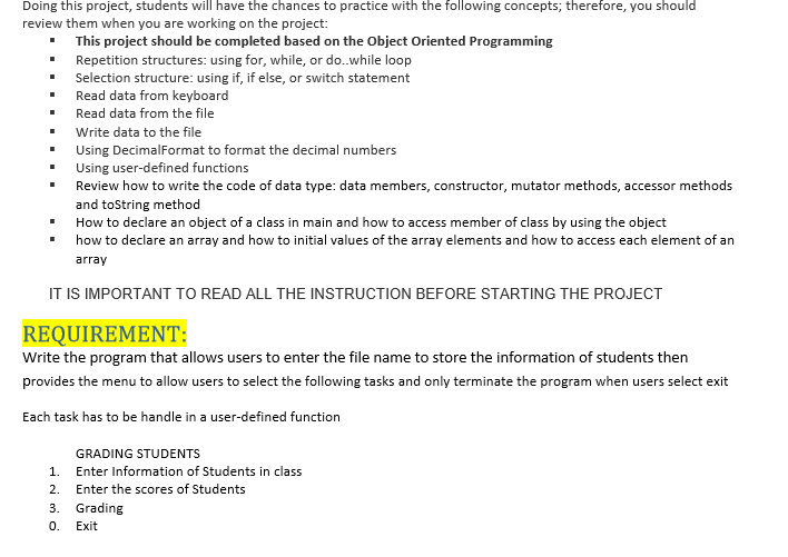 Solved Create a Java program following the | Chegg.com