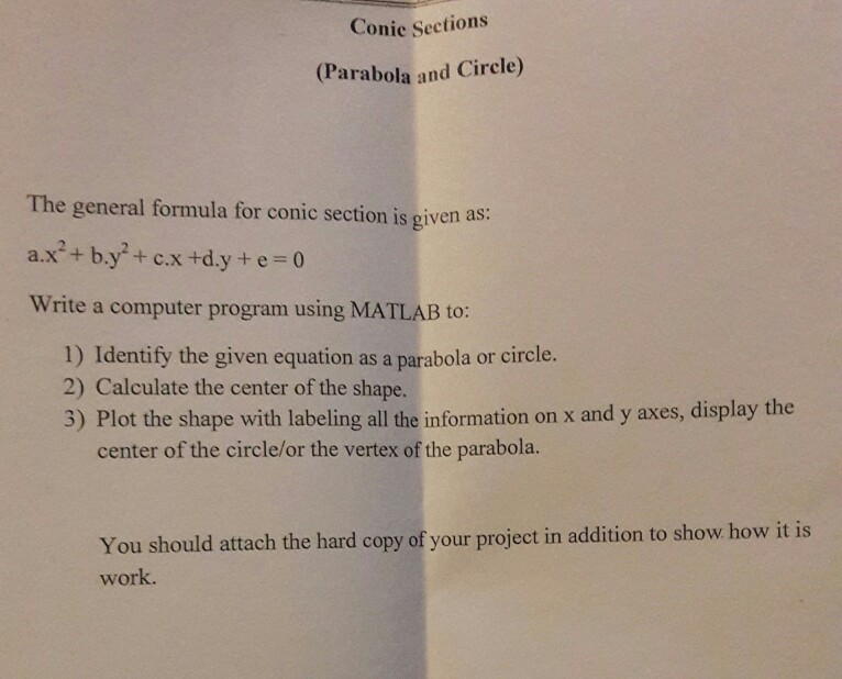 Solved The general formula for conic section is given as: | Chegg.com