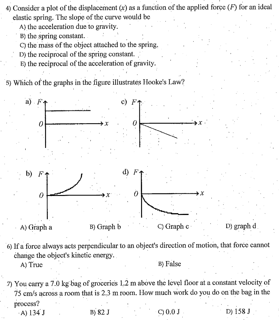 Solved 4) Consider a plot of the displacement (x) as a | Chegg.com